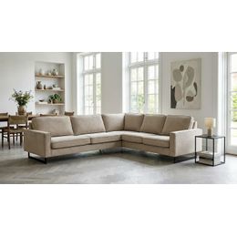 Ecksofa Home Affaire "Pinto, XXL, 250/290 cm, langer Schenkel, Ottomane", grau (hellgrau), B:290cm H:85cm T:250cm, Luxus-Microfaser in Lederoptik(100% Polyester);Cord (92% Polyester, 8% Polyamide), Sofas, Ecksofa, Cord, Chenille, Lederoptik, mit Keder, Metallf&uuml;&szlig;e, Wellenunterfederung