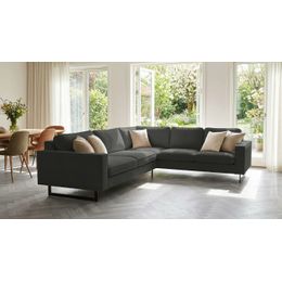 Ecksofa Home Affaire "Pinto, XXL, 250/290 cm, langer Schenkel, Ottomane", schwarz (onyx), B:290cm H:85cm T:250cm, 90% Polyester, 10% Nylon, Sofas, Ecksofa, Cord, Chenille, Lederoptik, mit Keder, Metallf&uuml;&szlig;e, Wellenunterfederung