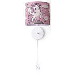 Paco Home Wandleuchte "Cosmo 213", wei&szlig;, 1, &Oslash; 18cm H: 26,5cm, Leuchten, Kinderlampe Mit &acirc;&circ;&hellip;18cm Einhorn Regenbogen Kabell&auml;nge 3m E14, Wandleuchte