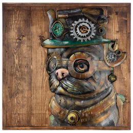 Metallbild Gilde "Bild quadratisch Steampunk Dog", farbe bild(er): braun, B:50cm H:50cm T:5,5cm, Holz, Bilder