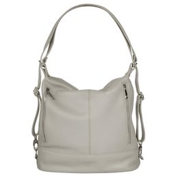 Cityrucksack Samantha Look, Damen, Gr. B/H/T: 34cm x 31cm x 15cm, onesize, grau, Leder, Rindsleder, Rucks&auml;cke Cityrucksack, echt Leder, Made in Italy