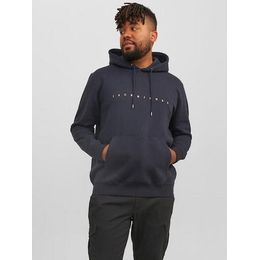 Jack & Jones PlusSize Kapuzensweatshirt "JJESTAR JJ SWEAT HOOD NOOS PLS", Herren, Gr. 5XL, blau (schwarz navy), angeraute Sweatware, Obermaterial: 61% Polyester, 39% Baumwolle, JACK & JONES PLUSSIZE, bedruckt, relaxed fit normal, Rundhals, Rippb&uuml;ndchen, Sweatshirts, Baumwollmischung, relaxed fit
