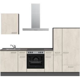 K&uuml;chenzeile Nobilia "Riva I", NEU: individuell anpassbar mit gratis Profi-Beratung", wei&szlig; (k&uuml;che: wei&szlig;, korpus: schiefergrau, arbeitsplatte: beton schiefergrau nachbildung), B:270,3cm H:216,6cm T:60cm, Komplettk&uuml;chen-Sets, K&uuml;chenzeile, vormontiert, Breite 270 cm, Ausrichtung w&auml;hlbar, wahlw. mit E-Ger&auml;ten