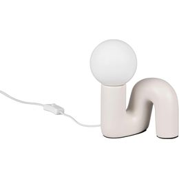 REALITY LEUCHTEN Tischleuchte "QUINN, Keramik Tischlampe m. Glasschirm, ohne Leuchtmittel 1xG9 max5W", greige, 1, H: 21,5cm, 1 Stk., Leuchten, Design Nachttischlampe, Schreibtischlampe H&ouml;he 22cm, Glas Lampenschirm, Tischleuchte