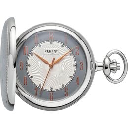 Regent Uhren Taschenuhr REGENT "P729-19477729", silber (edelstahlfarben), Taschenuhren, Damen, Taschenuhr, Quarzuhr, Herrenuhr, Acrylglas, Geschenkidee
