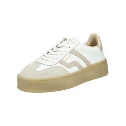 Plateausneaker Gant "Gant Sneaker Leder", Damen, Gr. 37, wei&szlig;, beige, Leder, Schuhe Plateausneaker