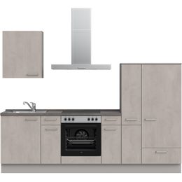 K&uuml;chenzeile Nobilia "Riva I", NEU: individuell anpassbar mit gratis Profi-Beratung", grau (k&uuml;che: grau, korpus: steingrau, arbeitsplatte: beton schiefergrau nachbildung), B:270,3cm H:216,6cm T:60cm, Komplettk&uuml;chen-Sets, K&uuml;chenzeile, vormontiert, Breite 270 cm, Ausrichtung w&auml;hlbar, wahlw. mit E-Ger&auml;ten