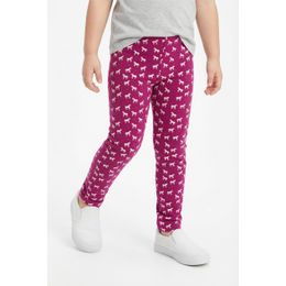Sweatleggings happy girls, M&auml;dchen, Gr. 92, N-Gr, lila (berry), angeraute Sweatware, Obermaterial: 60% Polyester, 35% Baumwolle, 5% Elasthan, bedruckt, skinny fit kn&ouml;chellang, Hosen, im tollen Einhorn-Alloverprint
