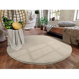 Teppich OCI DIE TEPPICHMARKE "NEW VILLA MELANGE, auch in rechteckig", beige, H:20mm &Oslash;:120cm, Polypropylen, Teppiche, Teppich, dichter Shaggy, melierte uni Farben, robuster Hochflor, Wohnzimmer