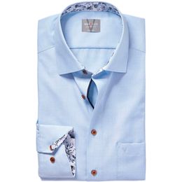 Langarmhemd MARVELIS "Lucky", Herren, Gr. 42, N-Gr, rauchblau, Web, Obermaterial: 100% Baumwolle, comfort fit normal, 2-Knopf-Manschette, Hemden, comfort fit, b&uuml;gelfrei, Businesshemd