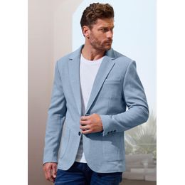 Sakko John Devin "aus elastischer Jersey Pikee-Qualit&auml;t", Herren, Gr. L (52/54), hellblau, Piqu&eacute;, Obermaterial: 65% Baumwolle, 35% Polyester. Futter: 100% Polyester, unifarben, regular fit normal, &Auml;rmel mit &Auml;rmelschlitz mit Kn&ouml;pfen, Sakkos Sakko, l&auml;ssiges Stretchsakko mit dezentem Muster