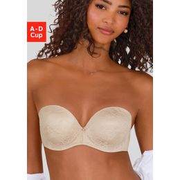 Multiway-BH Lascana, Damen, Gr. 70, Cup B, beige (puder), Spitze, Obermaterial: 85% Polyamid, 15% Elasthan, BHs, mit nahtlos vorgeformten Schalen und vielen Tragevarianten