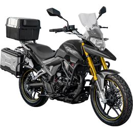 Motorrad CYCLONE "RX1 Pro, 125, E5+, Adventure", schwarz, schwarz, Motorroller, mit Topcase, 99 km/h, 11 kW, 15 PS, ABS, 125er Adventure, digitales Cockpit, B:82,2cm H:128cm L:209,8cm