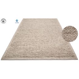 Wollteppich OTTO HOME "Wolly Rahmen, handgewebt, Wolle" Gr. 7, beige (sand), B:240cm H:14mm L:320cm, Kunstfaser, Wolle, Teppiche, einfarbig, Teppich, Wohnzimmer, Schlafzimmer, Esszimmer