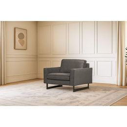 Loveseat Home Affaire "Pinto 105 cm, Cord, Chenille, Lederoptik", grau (dunkelgrau), B:105cm H:85cm T:97cm, Kunstleder (65% Polyester, 35% Lederfasern);Cord (92% Polyester, 8% Polyamide), Sessel, mit Keder, Metallf&uuml;&szlig;en und auch in Cord Bezug erh&auml;ltlich