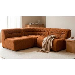 Ecksofa DOMO collection "Solum, B/T: 214/214 cm, moderne, runde Form mit gro&szlig;z&uuml;giger Polsterung", kupfer, B:214cm H:73cm T:214cm, 100% Polyester, Sofas, Ecksofa, mit Federkern, L-Form