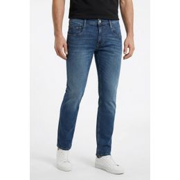 Slim-fit-Jeans Replay "ANBASS", Damen, Gr. 30, L&auml;nge 32, medium blau 602, Denim/Jeans, Obermaterial: 98% Baumwolle, 2% Elasthan, slim fit normal, Jeans Slim-fit-Jeans
