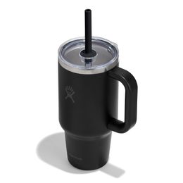 Trinklernbecher Hydro Flask "32 OZ Travel Tumbler Clear Lid, 946 ml", schwarz, H:29,34cm, Edelstahl, Trinkgef&auml;&szlig;e