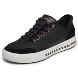 Slip-On Sneaker Skechers "ARCH FIT ARCADE-CUDDLE STEPS", Damen, Gr. 37, schwarz, Lederimitat, Nylon, Veloursleder, gesteppt, Schuhe, Slipper, Schlupfschuh, Freizeitsneaker mit elastischen Schn&uuml;rsenkeln