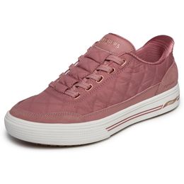 Slip-On Sneaker Skechers "ARCH FIT ARCADE-CUDDLE STEPS", Damen, Gr. 41, ros&eacute;, Lederimitat, Nylon, Veloursleder, gesteppt, Schuhe, Slipper, Schlupfschuh, Freizeitsneaker mit elastischen Schn&uuml;rsenkeln