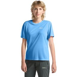 T-Shirt Jack Wolfskin "VONNAN S/S T W", Damen, Gr. M (38/40), blau (mid, blau), Obermaterial: 100% POLYESTER, Shirts T-Shirt