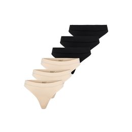 String Only "String ONLCHLOE LACE THONG 6P 6er Pack", Damen, Gr. L-XL, bunt (schwarz, beige), Obermaterial: 94% Polyamid PA. 6% Elasthan EL., Unterhosen String