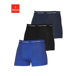Trunk "CK TRUNK 3 PACK", Damen, Gr. S, 3 Stk., blau (blau, dunkelblau, schwarz), Jersey, Obermaterial: 95% Baumwolle, 5% Elasthan, Calvin Klein Underwear, unifarben, Unterhosen, in blaut&ouml;nen mit Logo-Elastikbund