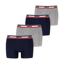 Levi's Boxershorts LEVI'S "LEVIS MEN REPEAT SPW LOGO BOXER BRIEF", Herren, Gr. M, navy, grau melange, Single Jersey, Obermaterial: 95% Baumwolle, 5% Elasthan, k&ouml;rpernah, Unterhosen, mit gestreiftem Logobund, ohne Eingriff