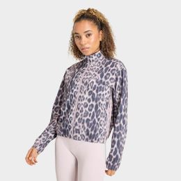 Rollkragenpullover adidas Performance "WORKOUT ESSENTIALS LEOPARD, GEWEBTES MATERIAL", Gr. L, ice lila, shadow navy, Obermaterial: 87% Polyester, 13% Elasthan, Pullover Rollkragenpullover