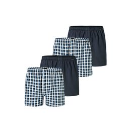 Webboxer Schiesser "Web-Boxershorts 4er Pack", Herren, Gr. L, blau (dunkelblau), Obermaterial: 100% Baumwolle CO., Unterhosen