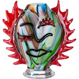 Tischvase Gilde "Gesichtsvase Pepito", mehrfarbig, B:23cm H:26cm T:12cm, Glas, Vasen