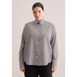 Klassische Bluse Seidensticker "Schwarze Rose", Damen, Gr. 4XL (48), braun, 81% Viskose, 19% Polyamid, gestreift, regular fit, ohne Ausschnitt, Blusen, 1/1 Kragen Gestreift