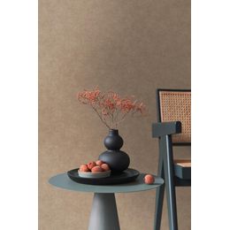 Livingwalls Vliestapete LIVING WALLS "Smart Surfaces einfarbige Tapete Unitapete Struktur-Optik Landhaus", braun (braun,beige 2), B:0,53m H:0,02m L:10,05m, Vlies, Tapeten, Vliestapete Textil-Optik f&uuml;r Schlafzimmer K&uuml;che Wohnzimmer Uni Design
