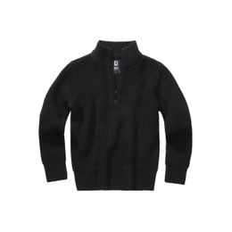 Rundhalspullover Brandit "Brandit Unisex Kids Marine Troyer Pullover", Herren, Gr. 122/128, schwarz, 100% Polyacryl, unifarben, normal, amerikanischer Ausschnitt, Pullover Rundhalspullover