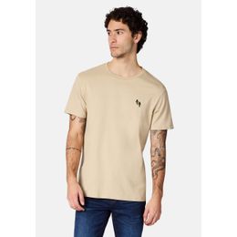 T-Shirt Ragwear "Samms B Gots YOUMODO", Damen, Gr. L (52), sand, Material: 100% Baumwolle, Basic, relaxed fit h&uuml;ftlang, Rundhals, Shirts T-Shirt, Kurz&auml;rmliges Shirt mit Beach-Slipper-Stickerei