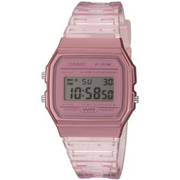 Chronograph, rosa (rosa, transparent), CASIO TIMELESS COLLECTION, Armbanduhren, Chronograph, Quarzuhr, Armbanduhr,Herren,Damen,Jugendliche, Digitaluhr,Resinarmband