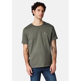 T-Shirt Ragwear "Samms C Gots YOUMODO", Damen, Gr. 4XL (60), schwarz olive, Material: 100% Baumwolle, Basic, relaxed fit h&uuml;ftlang, Rundhals, normaler Saum, Shirts T-Shirt, Kurz&auml;rmliges Shirt mit Flaschen-Stickerei