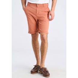 Chinoshorts LINDBERGH "Chino-Shorts Relaxed Fit", Herren, Gr. L, dk coral, Obermaterial: 98% Baumwolle, 2% Elasthan, unifarben, relaxed fit, Hosen Chinoshorts