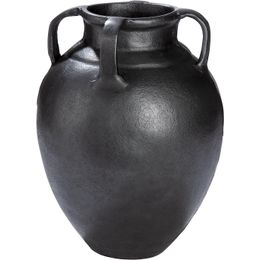 Tischvase Gilde "Vase Antigua mit 4 Henkel", grau, B:20cm H:25cm T:20cm &Oslash;:20cm, Aluminium, Vasen