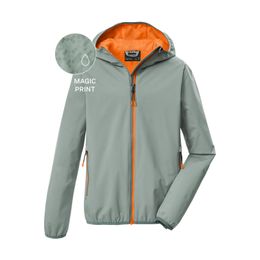 Funktionsjacke Killtec "KOS 145 BYS JCKT", Jungen, Gr. 128, hellgr&uuml;n, Obermaterial: 100% Polyester;Futter: 100% Polyester, Jacken Funktionsjacke, Kinderjacke mit Magic Print, wasserdicht, Kapuze, Kinnschutz