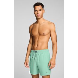 Badeshorts Puma "Puma SWIM MEN MID SHORTS 1P", Gr. L, N-Gr, mint jelly, Web, Obermaterial: 100% Polyester, Badehosen Badeshorts, High-Tech Rei&szlig;verschluss an der Ges&auml;&szlig;tasche, Seitentaschen