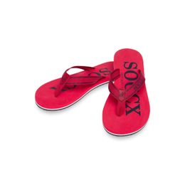 Zehentrenner SOCCX, Damen, Gr. 39, flashy rot, Synthetik, Textil, bedruckt, Schuhe Zehentrenner, mit Logo-Applikation