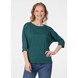 3/4-Arm-Shirt Ragwear "SHIMONA", Damen, Gr. L, ocean gr&uuml;n, Jersey, Obermaterial: 50% Baumwolle, 50% Polyester, unifarben, normal, Rundhals, Shirts 3/4-Arm-Shirt, Baumwollmix mit 3/4-&Auml;rmeln und softem Finish