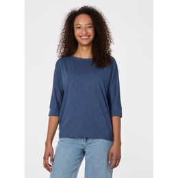 3/4-Arm-Shirt Ragwear "SHIMONA", Damen, Gr. L, night blau, Jersey, Obermaterial: 50% Baumwolle, 50% Polyester, unifarben, normal, Rundhals, Shirts 3/4-Arm-Shirt, Baumwollmix mit 3/4-&Auml;rmeln und softem Finish