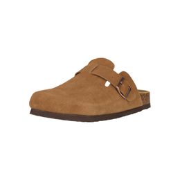 Hausschuh NOU "Corwin", Herren, Gr. 41, hellbraun, Rindsleder, Schuhe Hausschuh, mit verstellbarer Schnalle