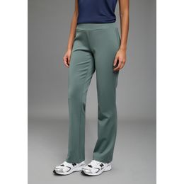 Jerseyhose Laura Scott "SPORTY-BOOTCUT", Damen, Gr. 34, N-Gr, salbeigr&uuml;n, Obermaterial: 95% Polyester, 5% Elasthan, unifarben, Basic, Hosen Jerseyhose, aus Polyester und Elasthan, unifarbene Optik