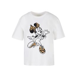 T-Shirt Merchcode "Merchcode Minnie Mouse Leo Tee", Damen, Gr. M, wei&szlig;, 100% Baumwolle, bedruckt, oversize, Rundhals, Shirts T-Shirt