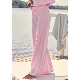 Loungehose ELBSAND, Damen, Gr. 44/46, N-Gr, rosa, Feinstrick, Obermaterial: 55% Baumwolle, 45% Nylon, unifarben, bequem lang, Hosen Loungehose, aus hochwertigem Feinstrick, Loungewear