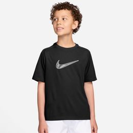 T-Shirt Nike "B NK DF MULTI SS TOP HBR", M&auml;dchen, Gr. S, schwarz, wei&szlig;, Jersey, Obermaterial: 100% Polyester, normal, Rundhals, Shirts T-Shirt, f&uuml;r Kinder, sportlicher Stil, Kurzarm, Rundhalsausschnitt
