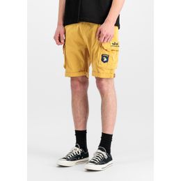 Shorts Alpha Industries "Crew Short Patch", Herren, Gr. 31, Normalgr&ouml;&szlig;en, gelb (wheat), Obermaterial: 98% Baumwolle, 2% Elastan; Futter: 100% Baumwolle, Hosen Shorts